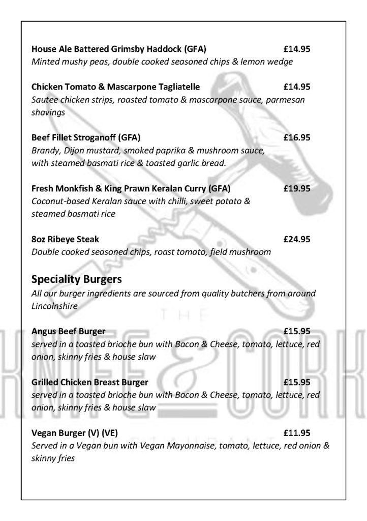 The Royal Oak, Knife & Cork Restaurant - Lincs Pubs